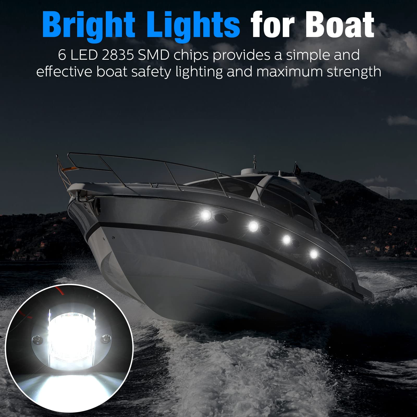 20 Pcs Marine Boat Interior Lights 12V 3 Inch Round LED Boat Deck Courtesy Light Waterproof Navigation Lights 6 LED Transom Mount Stern Anchor Light Surface Mount (White)