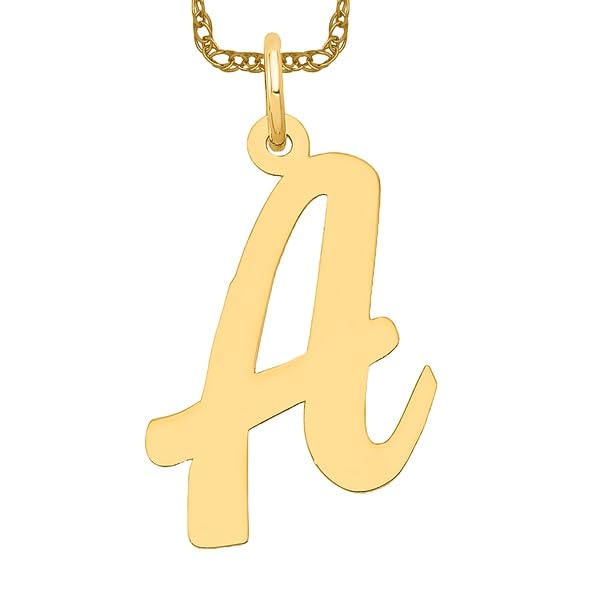 14K Yellow Gold Large Dainty Letter A Initial Name Monogram Necklace Charm Pendant Only