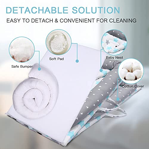 Baby Lounger Cover Baby Nest Cover 100% Cotton Breathable Sleeping Bed Cover for Newborn Nest Co Sleeping Bed Machine Washable (Star)