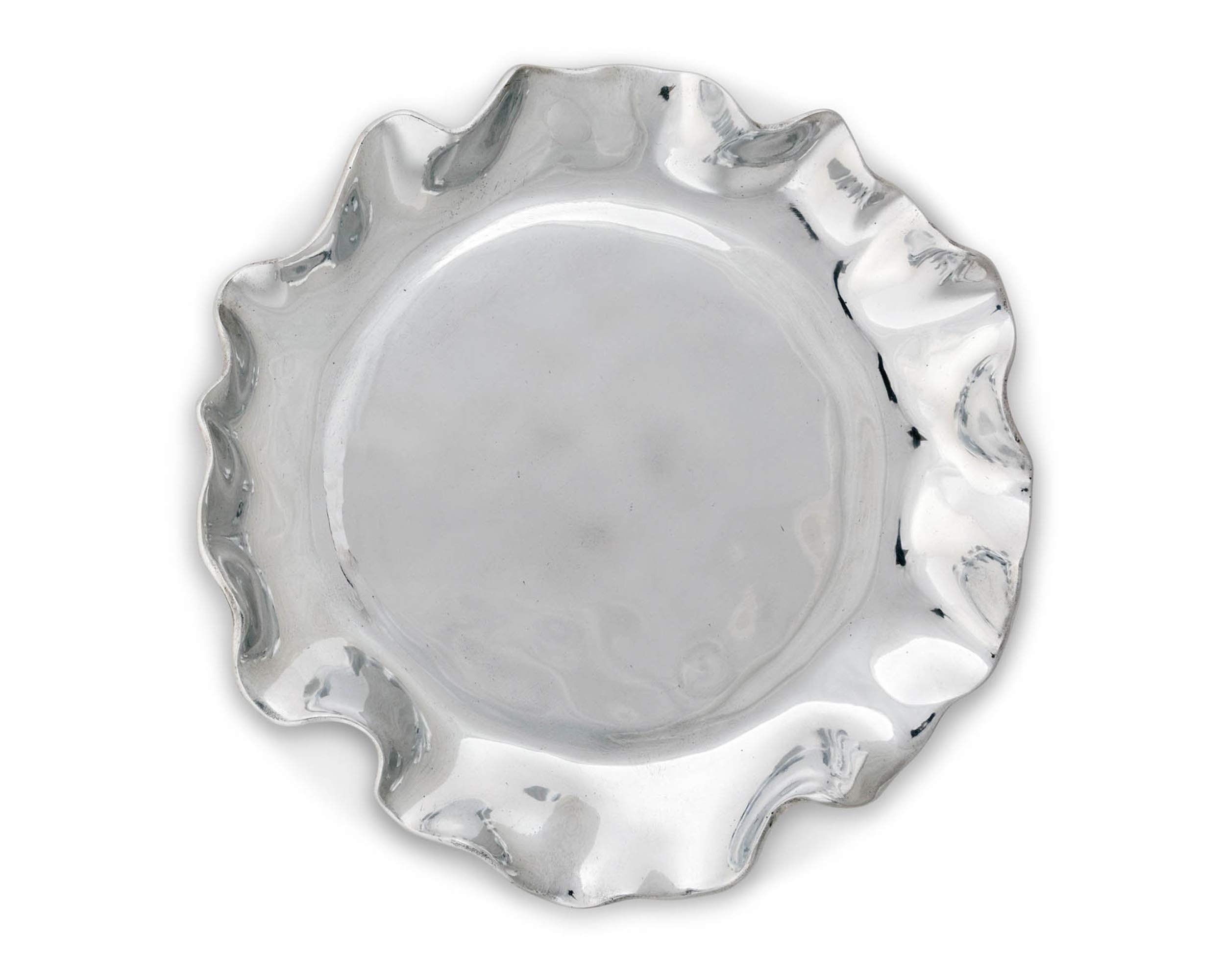 Arthur Court Carmel Pattern Modern Metal Elevated Serving Tray 9 inch Diameter 5.5 inch Tall