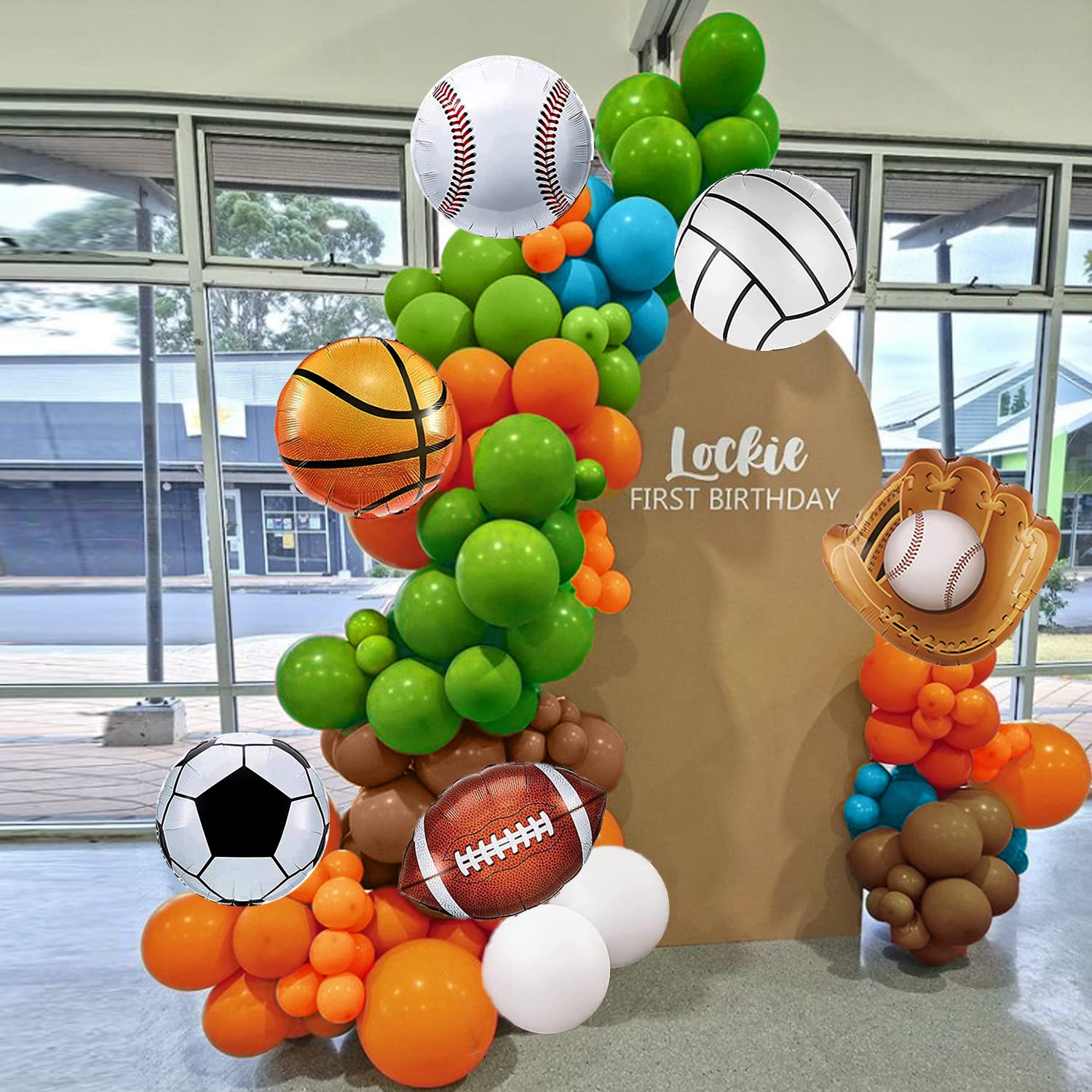 153 Pack Sport Theme Birthday Party Decorations Set Sport Balloons Garland Arch Kit Football Vollyball Soccer Baseball Basketball Party Balloons for Sport Favor Theme Birthday Party Decorations