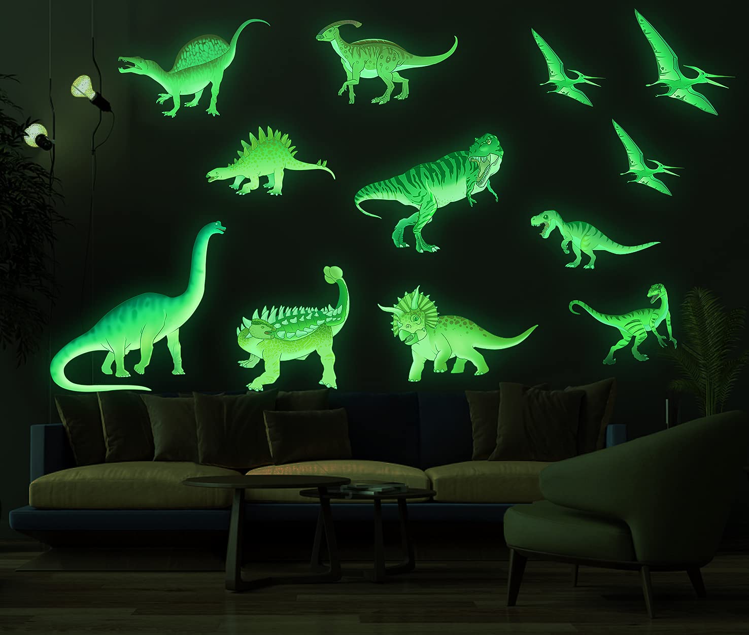MESU Dinosaur Glow in The Dark Stickers Luminous Wall Decals Ceiling Decor for Boys Room Nursery Kids Gift Dinosaur