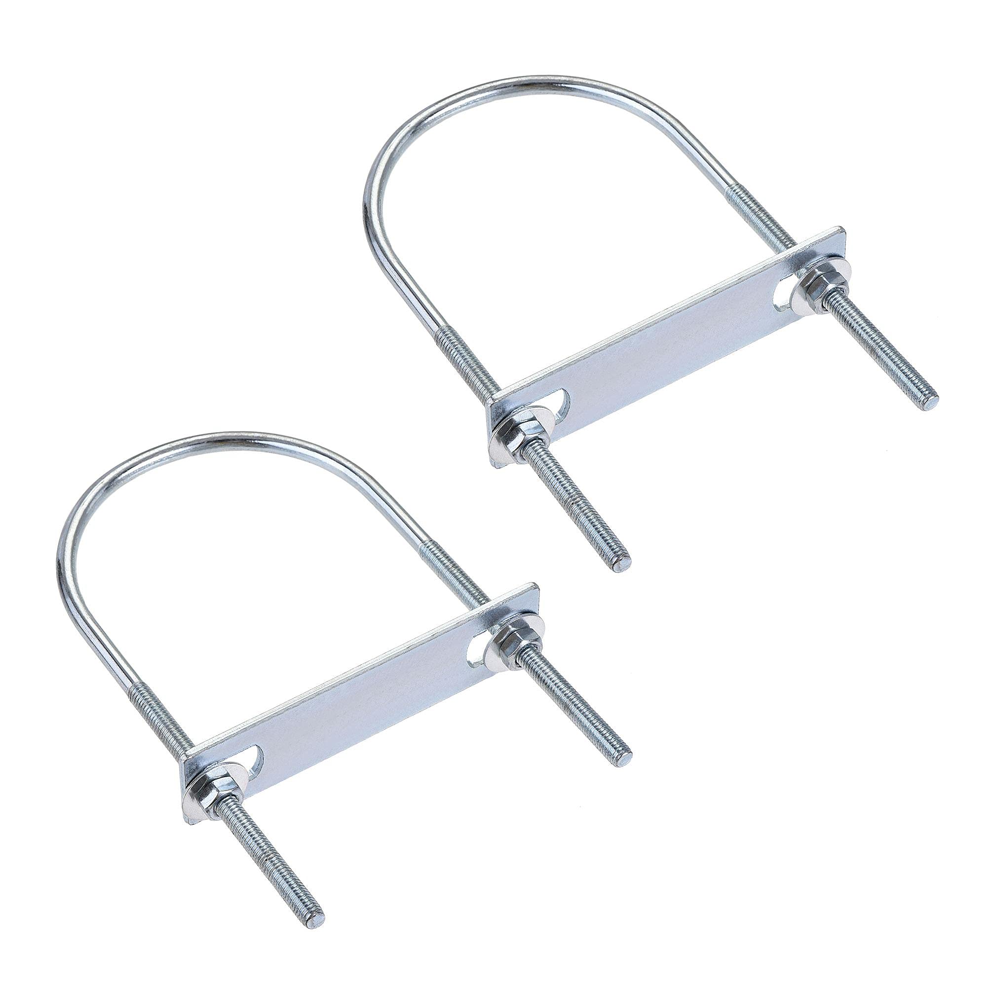 uxcell Round U-Bolts 2 Sets 2.99"(76mm) Inner Width 150mm Length Steel M6 with Nut, Plate, Washer