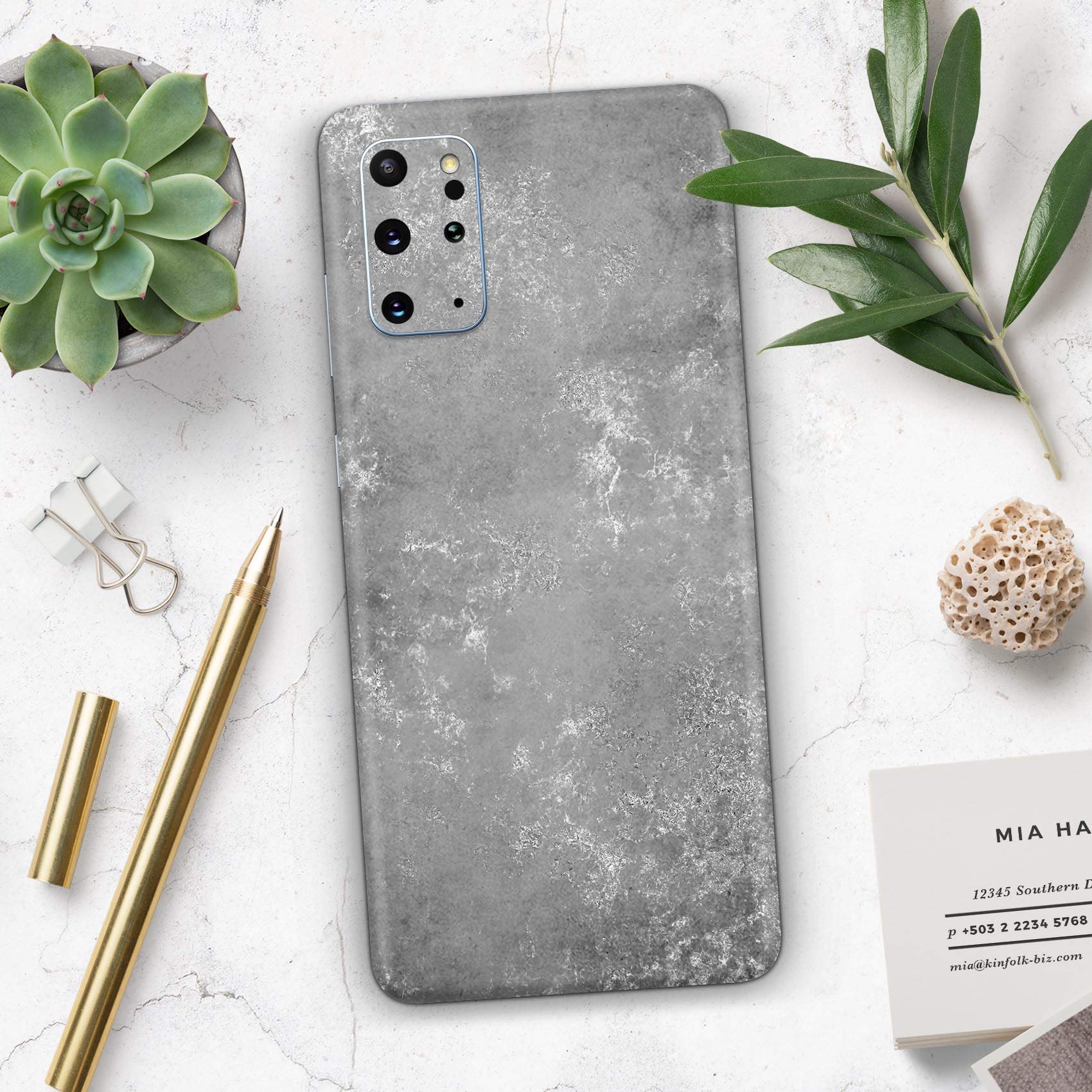 DesignSkinz Distressed Silver Texture v13 Protective Vinyl Decal Wrap Skin Cover Compatible with The Samsung Galaxy S20 (Screen Trim & Back Glass Skin)