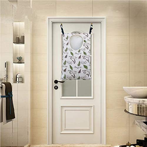 HDHYK Adjustable Space Saving Door Hanging Laundry Hamper with Stainless Steel Hooks