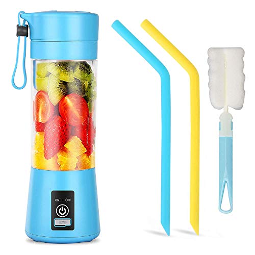 Portable Blender, Personal Size Blender USB Rechargeable with 6 Blades for Juice Crushed Ice Smoothies and Shakes, Mini Blender with 13oz Jucie Cup for Sports,Travel,Gym,home and Outdoors