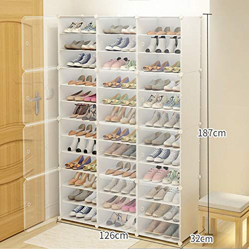 Portable Shoe Storage Organzier Tower, Dust-proof Shoe Rack Shelf Plastic Shoe Storage Cabinet with Doors, Foldable Shoe Storage Rack for Sneaker Collection Heels, Boots, Slippers (3 x 12-tier)