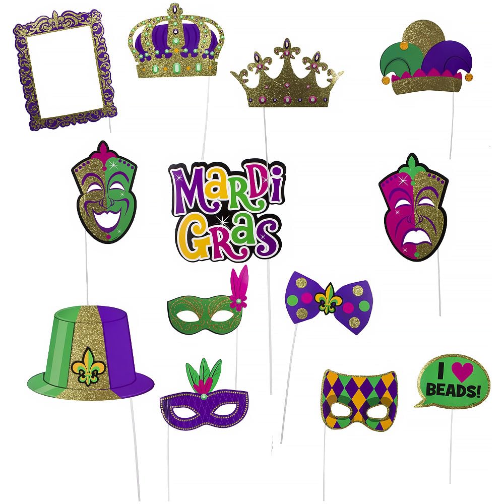 Amscan 399406 Mardi Gras Photo Prop Kit, One Size, Multicolor