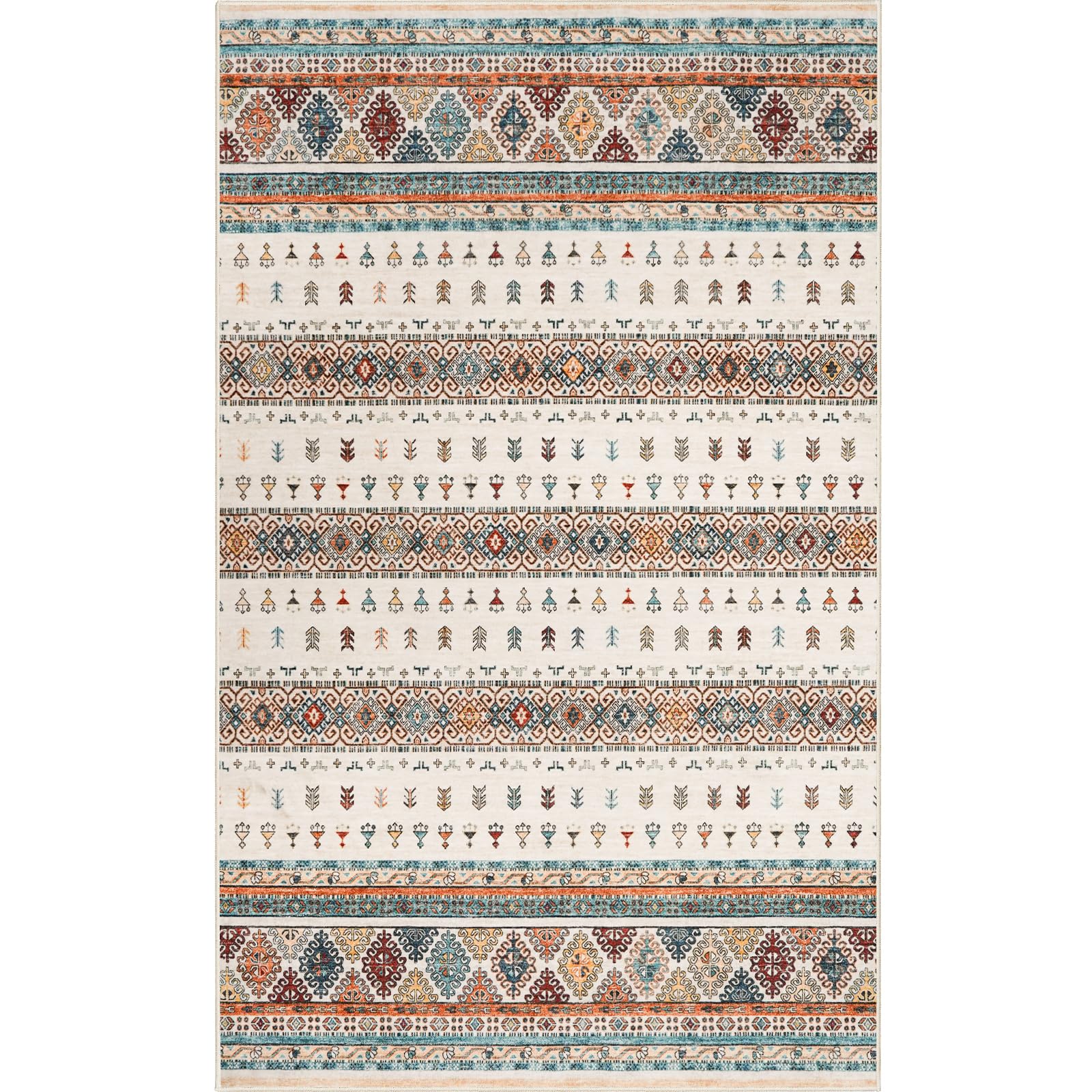 2x3 Washable Entryway Area Rugs: Modern Moroccan Entrance Non-Slip Rug Farmhouse Bedroom Kitchen Bathroom Soft Low Pile Carpet Thin Door Mat for Laudry Hallway Nursery 2x3 Blue/Beige/Multi