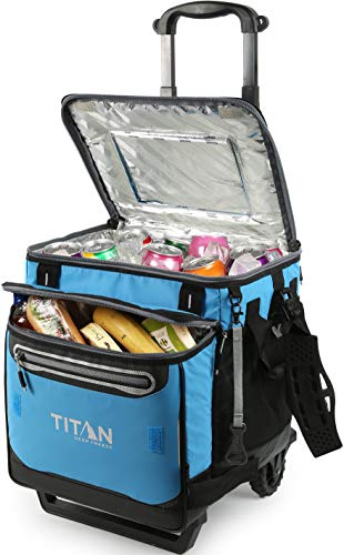 Arctic Zone Titan Deep Freeze Wheeled Cooler - 60 Can Rolling Cooler - Cooler with Deep Freeze Insulation and Detachable All-Terrain Cart & Fit & Fresh XL Cool Coolers Freezer Slim Ice Pack
