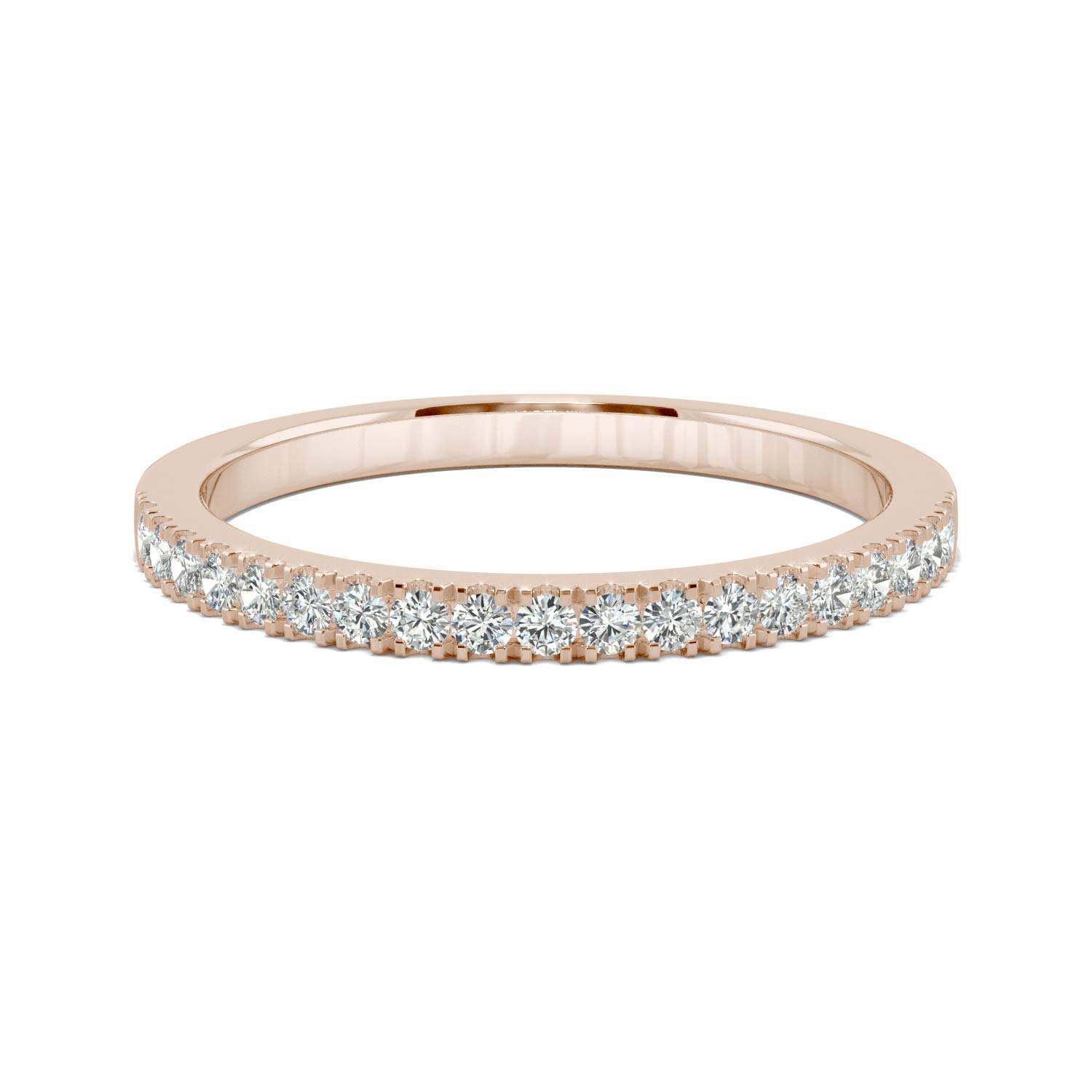 14K Rose Gold Moissanite by Charles & Colvard 1.5mm Round Wedding Band-size 9 0.29cttw DEW