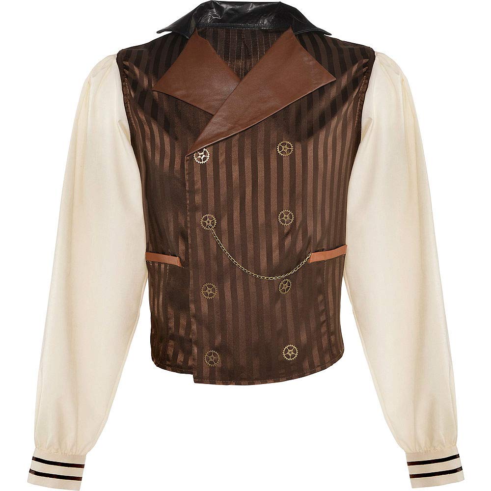 Amscan Costume Men Steampunk Vest with Shirt, Adult Standard, Brown