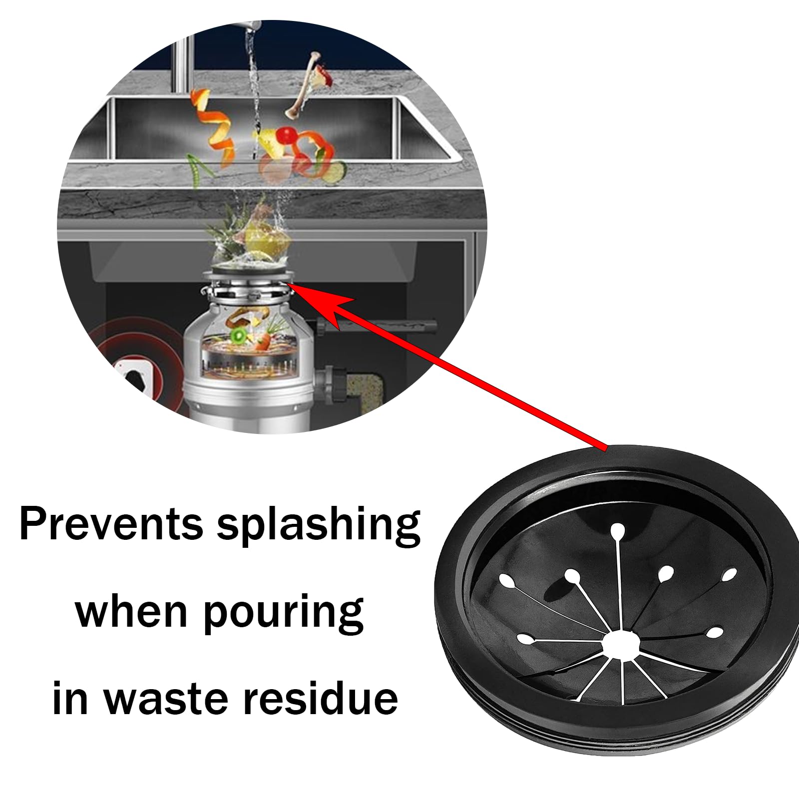 3 Inch Garbage Disposal Splash Guard Collar Sink Garbage Disposal Splash Guard Sink Stopper Universal Rubber Food Waste Disposer for Whirlaway, Waste King, Sinkmaster and GE Models Type-C Convertor