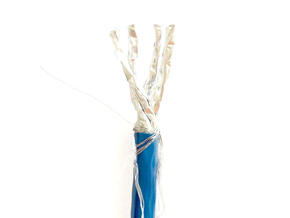 Monoprice Cat8 Network Cable - 2GHz, S/FTP Shielded, Solid, 40G, Bare Copper, for Ethernet Switch, Modem, Router, 22AWG 250 Feet, Blue - Entegrade Series