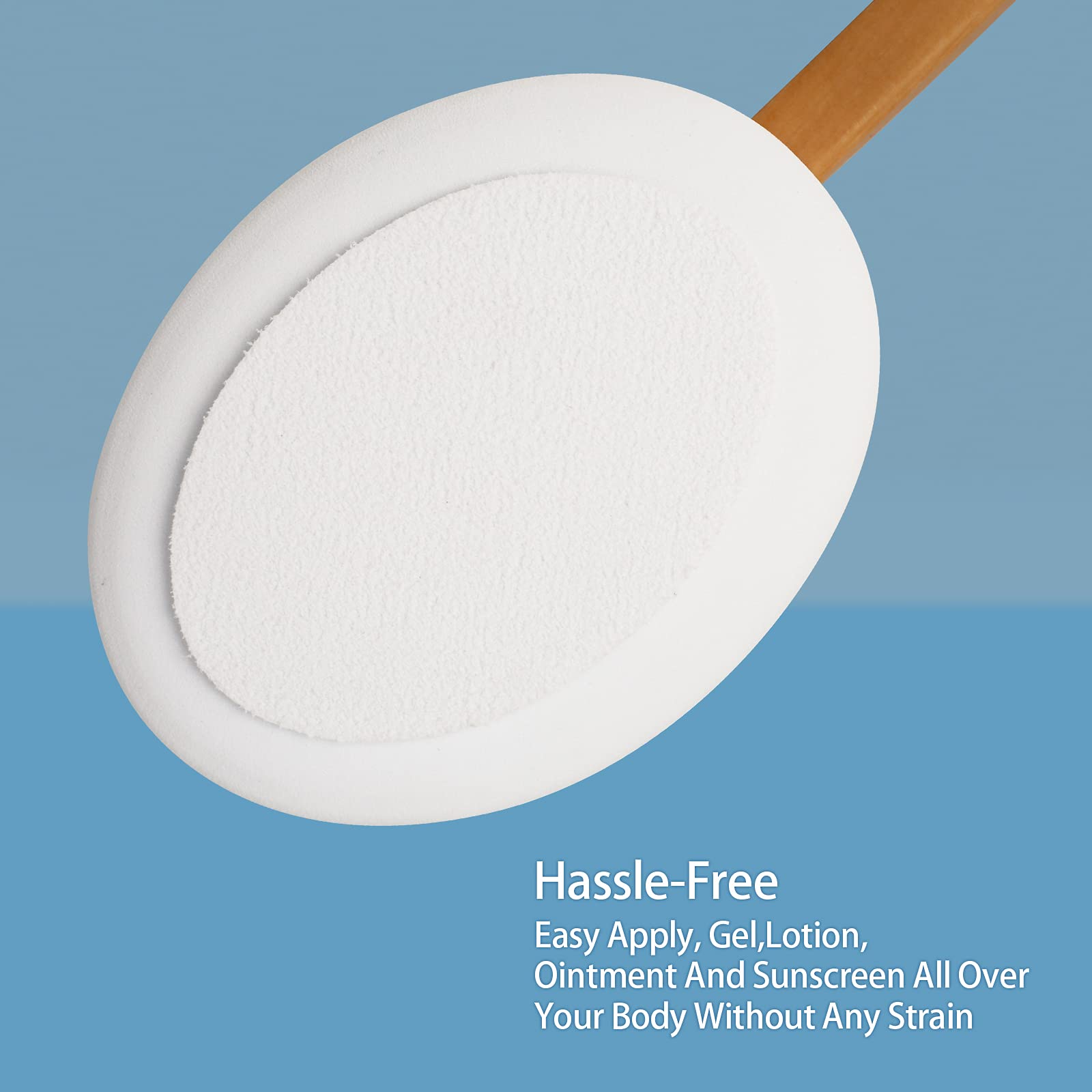Lotion Applicators for Your Back,17 Inch, Easy Reach Washable, back Self Tanner Applicator includes 1 Applicator Handle, 2 Pads (2 Pads)