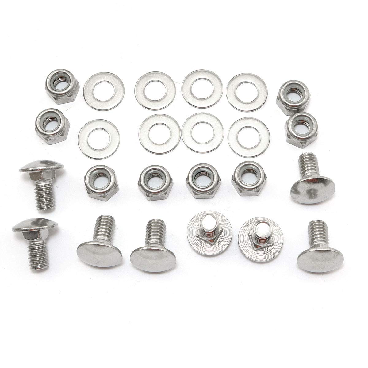 Pro Bamboo Kitchen 8 Sets Stainless Steel Carriage Bolt 5/16"-18 x 5/8 Carriage Bolts with 5/16 Nuts and Washers Self Locking Nonskid Nylon Lock Nut