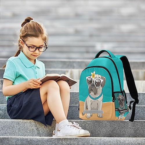 ALAZA Cute Cartoon Pug Dog Print Backpack for Students Boys Girls Travel Daypack