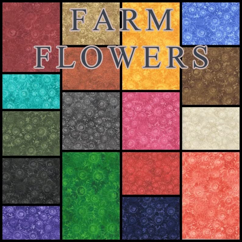 18 Pieces Fabric Cute, Beautiful 2.5 inch Farm Flowers Jelly Roll, Cute 100% Cotton Fabric Quilting Strips 2.5"