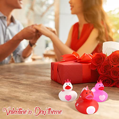 20 PCS Valentine’s Day Rubber Ducks Assortment,2 Inch Pink Rubber Ducks for Kids,Valentines Sweetheart Rubber Ducks in Bulk,Rubber Ducks Valentines