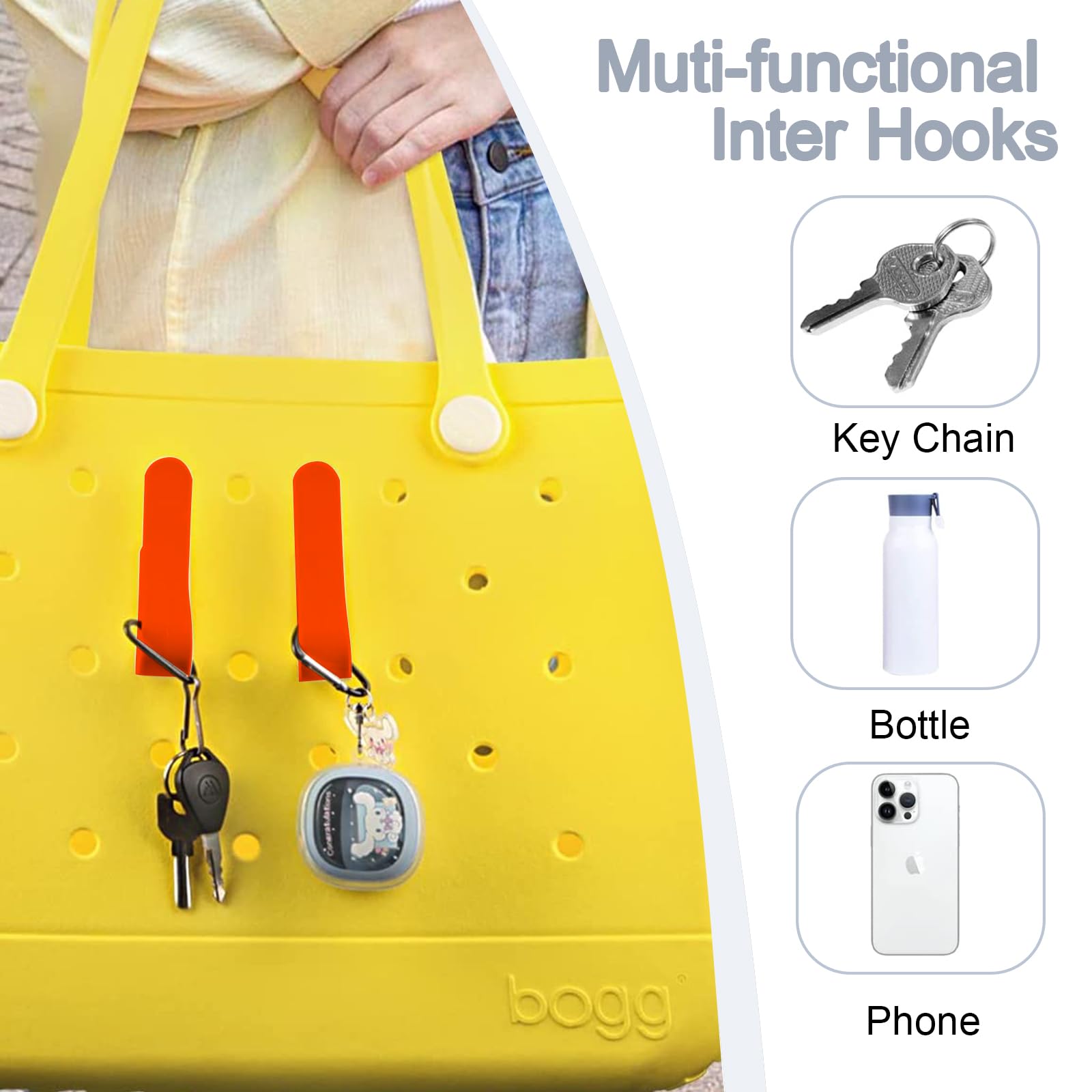 5PCS Hooks Accessories for Bogg Bags, Insert Charm Cutie Cup Holder Connector Key Holder Mask Holder (Sky Blue)