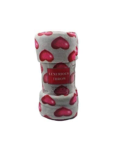 Décor&More Amor Eterno Be Mine Love Collection Valentine's Day Heart Ultra Plush Throw Blanket (50" x 60") - Red Hearts