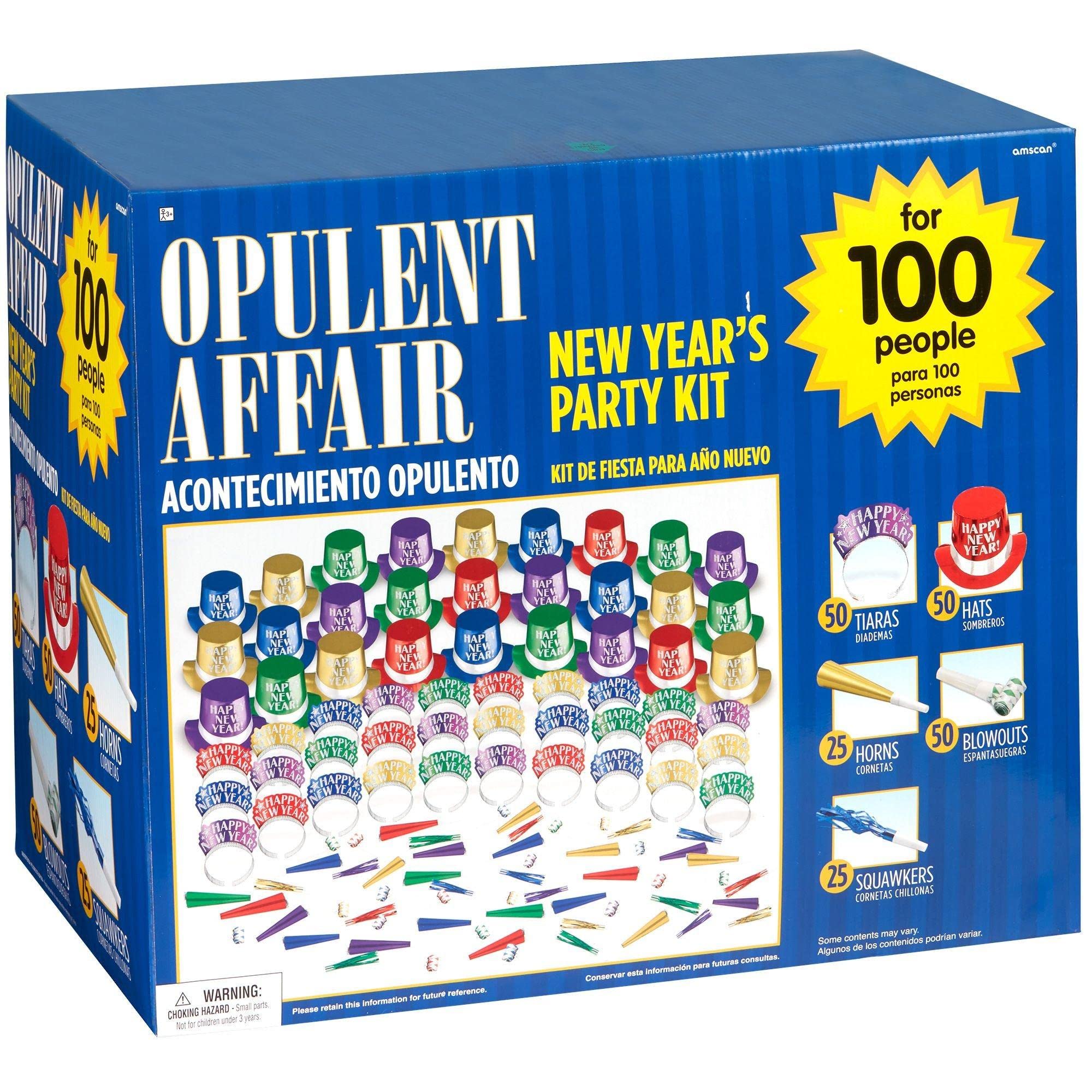 amscan New Year's Eve Party Pack for 100 People-Opulent Affair Kit-Jeweltone