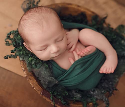 Coberllus Newborn Baby Photo Props Blanket Stretch Knitted Wrap Swaddle for Boy Girls Photography Shoot (Green)
