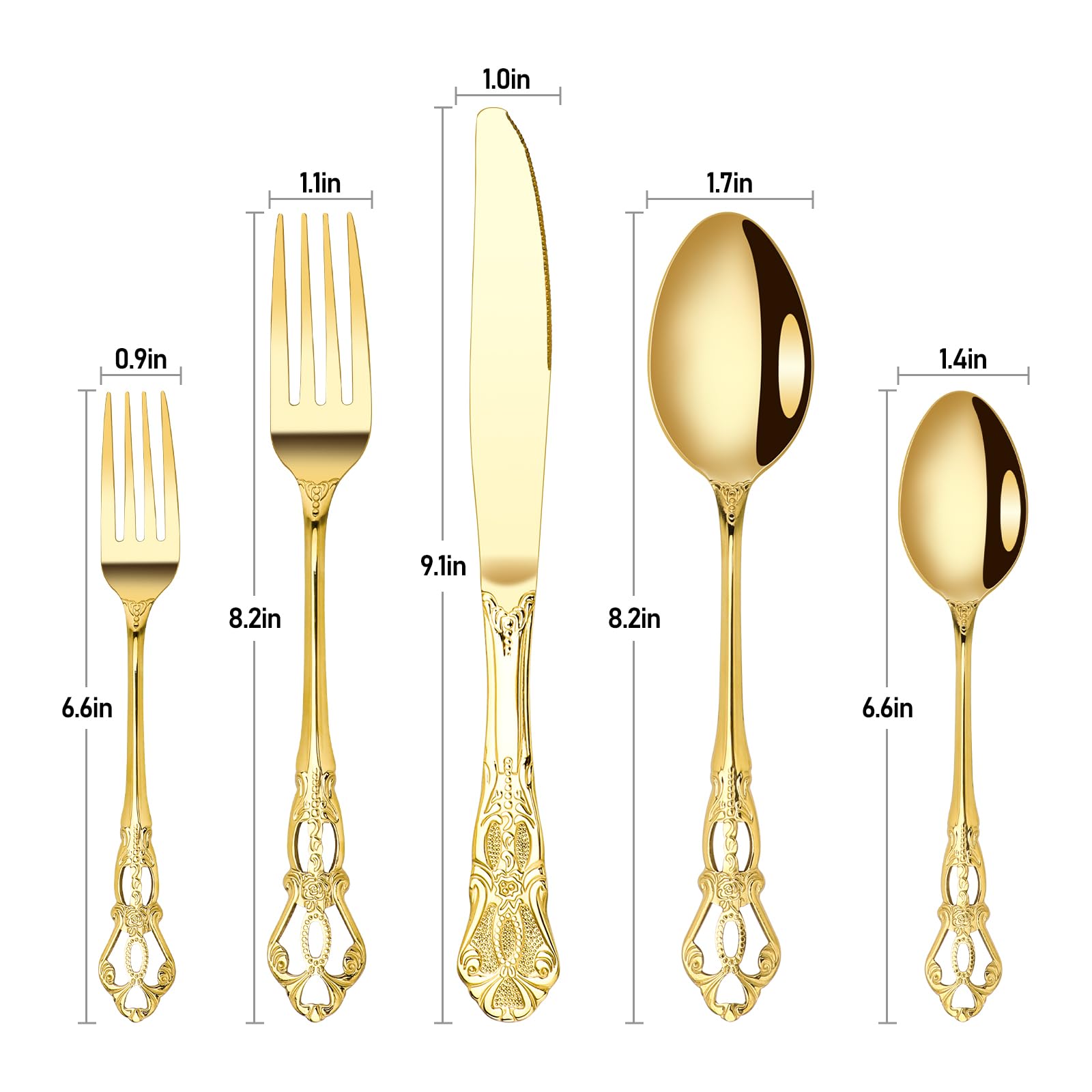 20 Piece Silverware Set Service for 4,Premium Stainless Steel Flatware Set,Mirror Polished Cutlery Utensil Set,Durable Home Kitchen Eating Tableware Set (Golden)