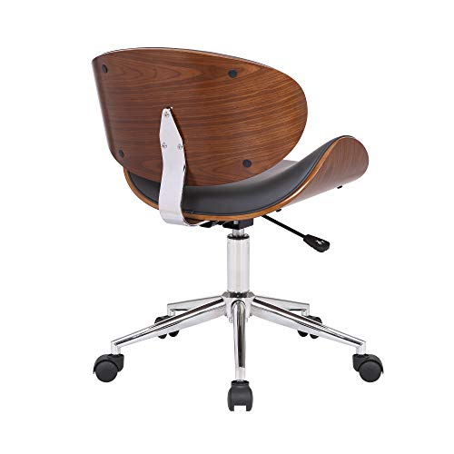 Armen Living Daphne Mid-Century Faux Leather Swivel Office Desk Chair, 29"-33" Adjustable Height, Gray