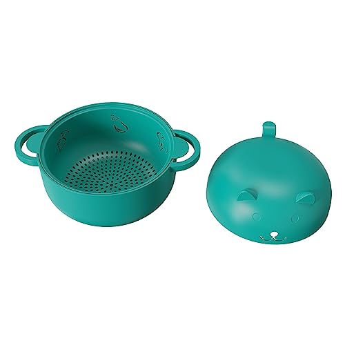 2000 ML / 68 OZ Microwave Ramen Bowl,Noodle Bowl, Steamer for Cooking Food and Vegetables with Handle, Lid, Removable Strainer. Multifunctional bowl for Cooking, Rinse, Storage (green)