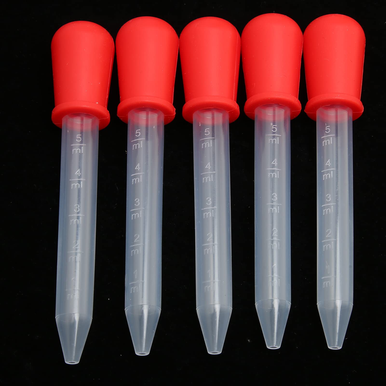 5Pcs Liquid Droppers, 5ml Silicone Material Easy Clean Making Disposable DIY Eye Dropper with Bulb Tip for Kids Candy (Red)