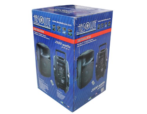 Absolute USA USPROBAT15 2500 Watts Max Power Speaker Built-in Battery/Bluetooth/Amplifier/SD/USB/FM Radio