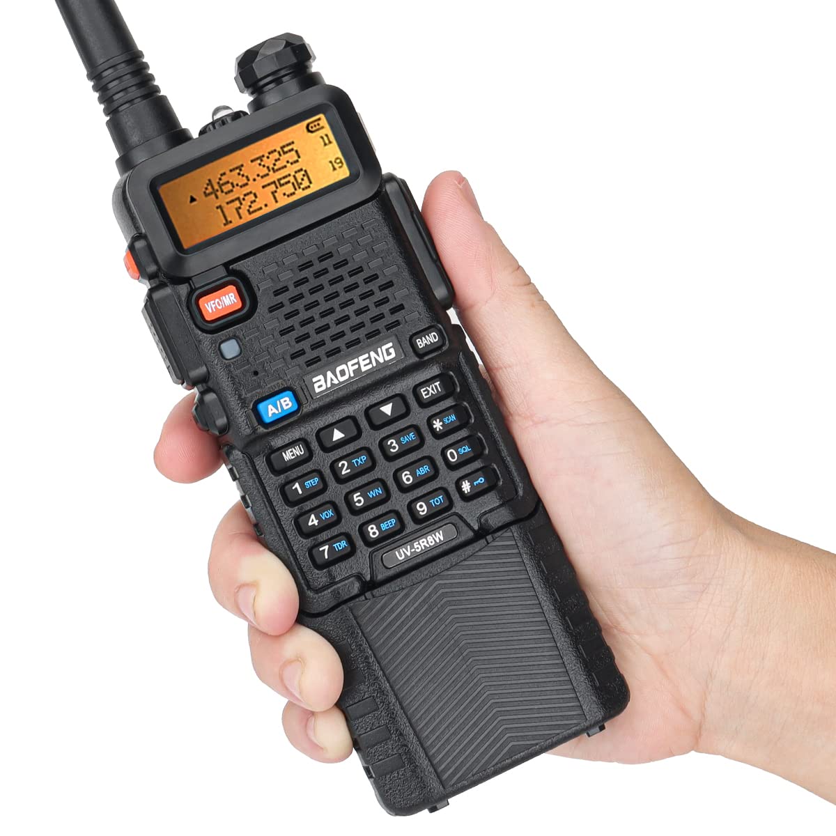 2 Pack BaoFeng UV-5R 8W High Power Tri-Power 1W/4W/8W Portable Dual Band Two-Way Radio 3800mAh Battery & ABBREE Tactical Antenna (2pcs 5R8W+28.3")…