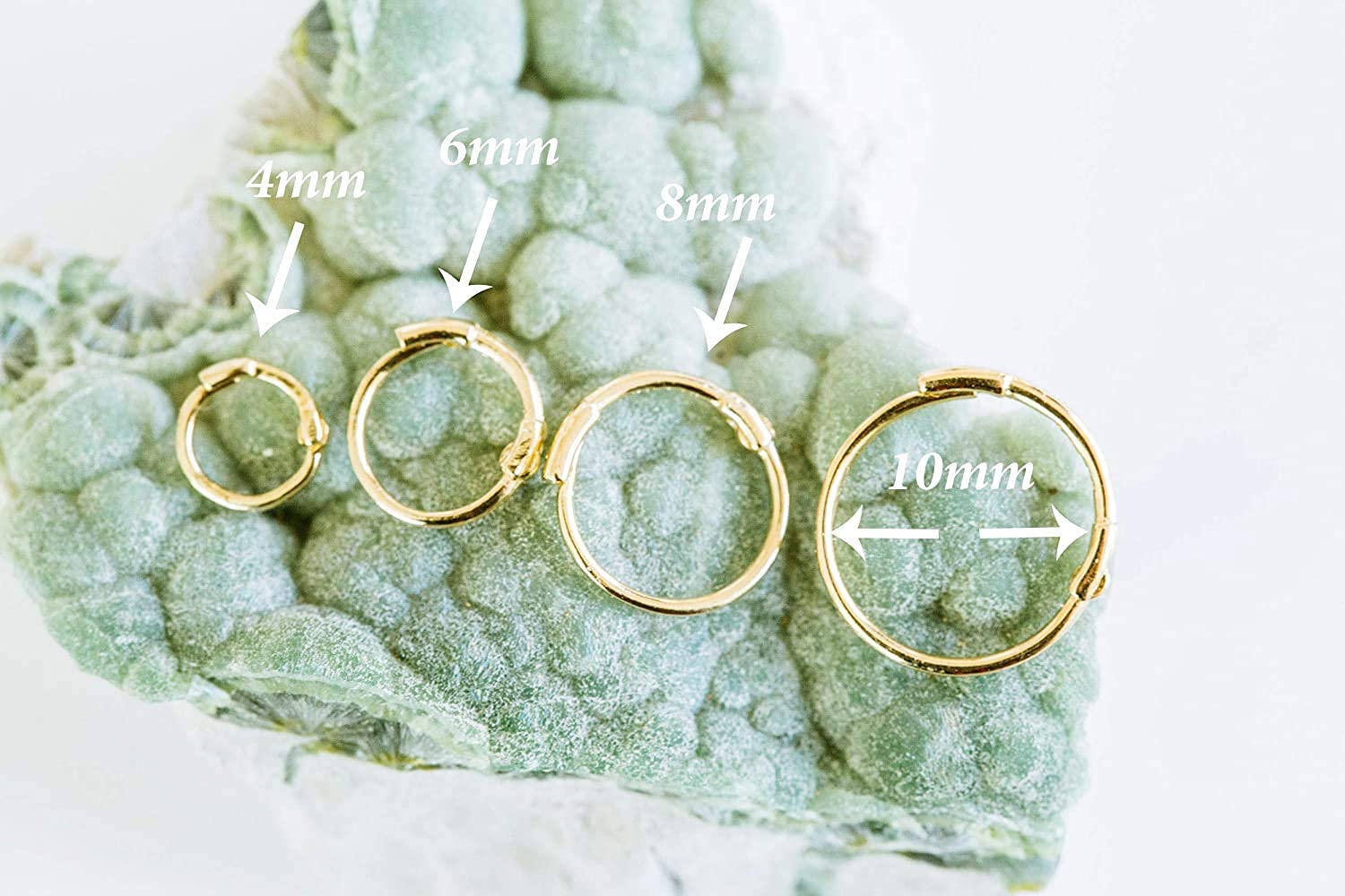 14K Solid Gold Jewelry 6mm Open Round Circle Tragus Cartilage Snug Inner Outer Conch Daith Helix Ear Segment Clicker Huggie Hoop Ring Piercing Earring For Women