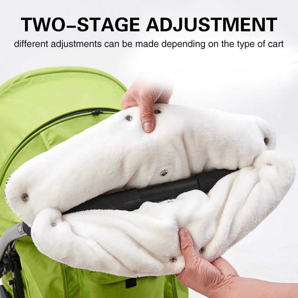 COCODE Pram Hand Muff,Baby Pushchair Fleece Hand Gloves Stroller Hand Muff Hand Warmer Windproof Thickening Anti-Freeze Gloves Universal Pram Accessory with Touch Screen Phone Bag