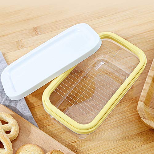 Butter Dish with Lid and Cutter, Plastic Butter Keeper Container Case for Countertop or Fridge