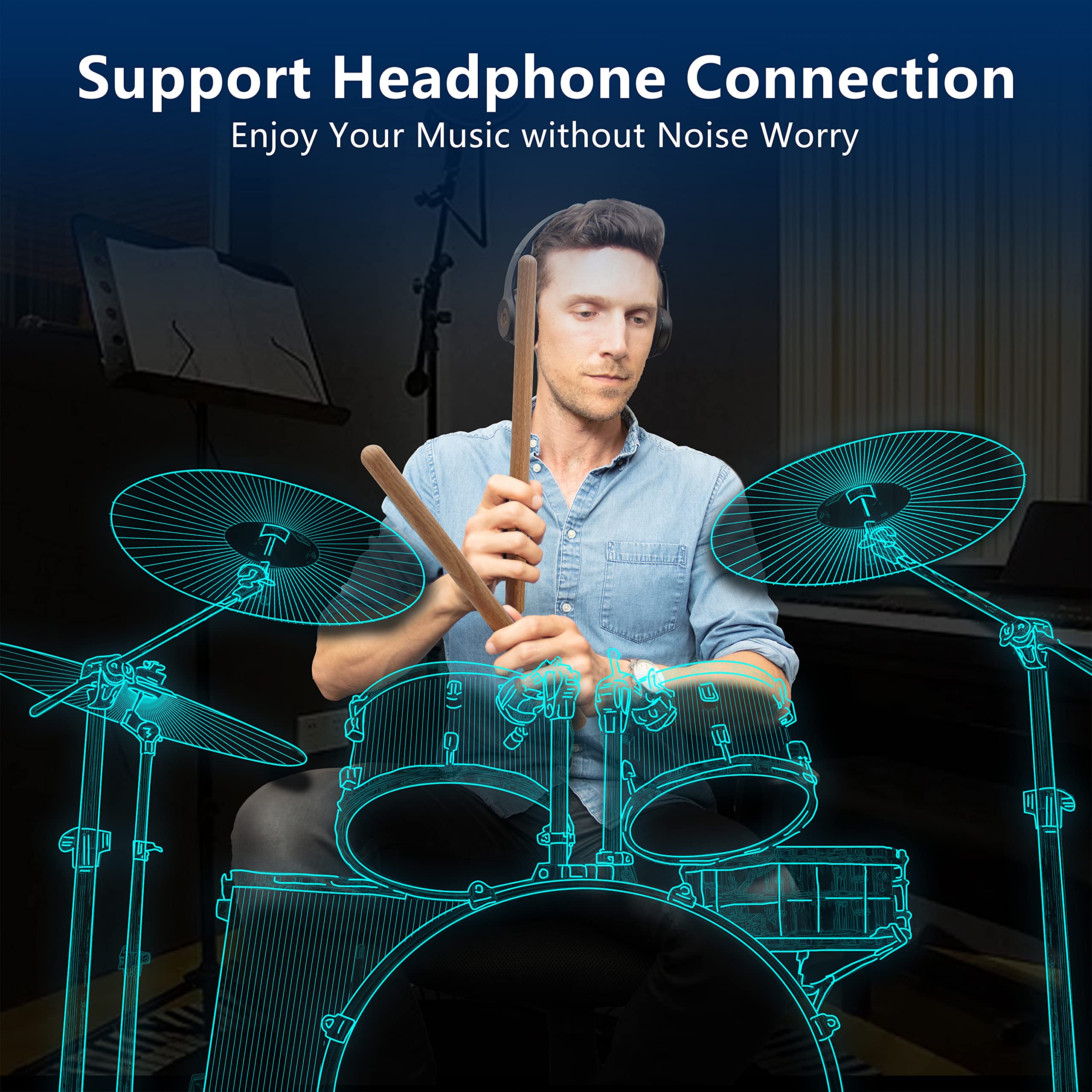 AeroBand PocketDrum 2 Plus Electric Air Drum Set Air Drum Sticks, Air Drum with Drumsticks, Pedals, Bluetooth and 8 Sounds, USB MIDI Function, Electronic Drum Set for Adults, Kids, Gift