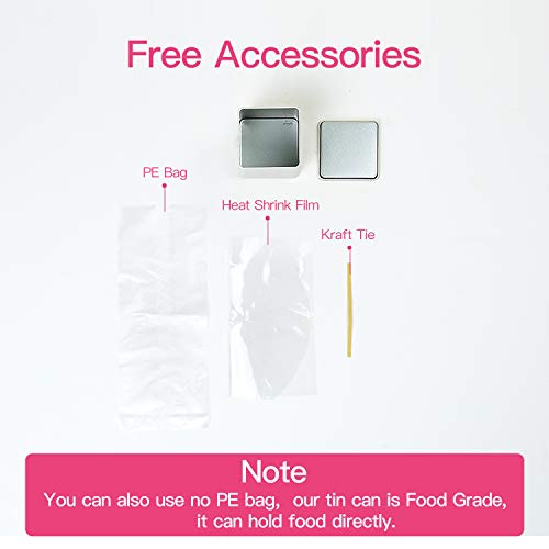 Tianhui Square Tin Can Empty Cube Steel Box Storage Container kit 65mm Series for Treats, Gifts, Favors, Loose Tea, Coffee and Crafts, White, 3L