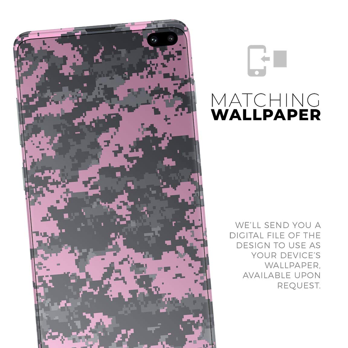 DesignSkinz Light Pink and Gray Digital Camouflage Protective Vinyl Decal Wrap Skin Cover Compatible with The Samsung Galaxy S20 (Screen Trim & Back Glass Skin)