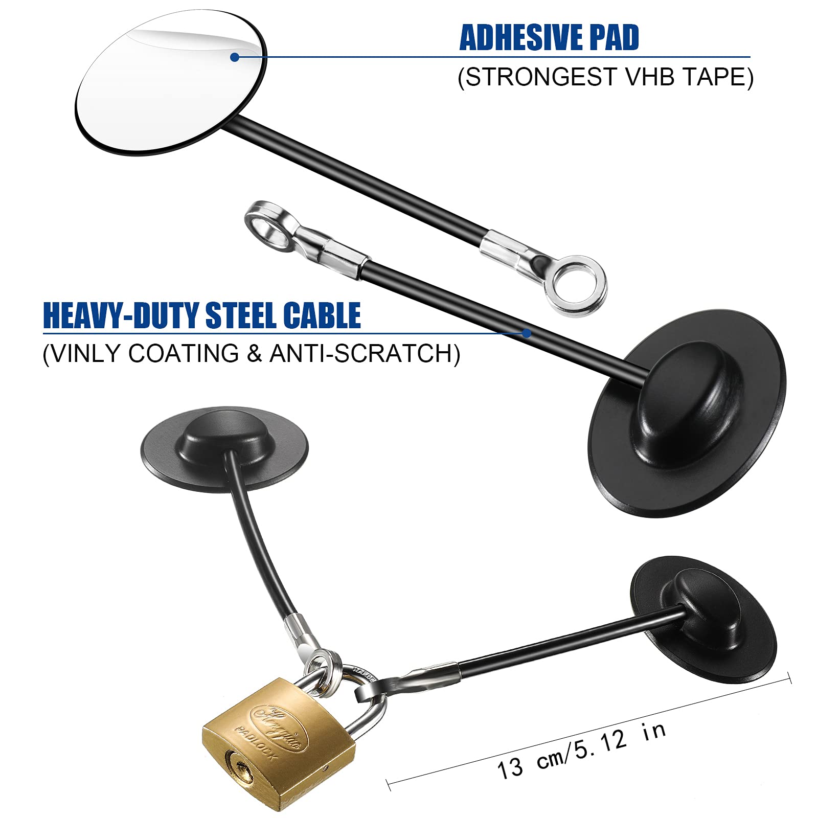 Hotop 4 Pieces Refrigerator Door Lock with Key Padlock Freezer Door Safety Cabinet Chest Mini Fridge Lock for Adults with Adhesive