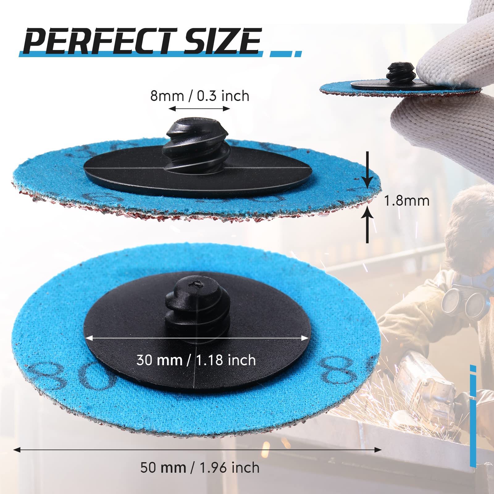 200 Pcs 2 Inch Sanding Discs 36/60/80/120 Grit Discs Aluminum Oxide Coated Die Grinder Accessories for Surface Prep, Grinding Burrs Polishing Finishes Removing Rust Paint