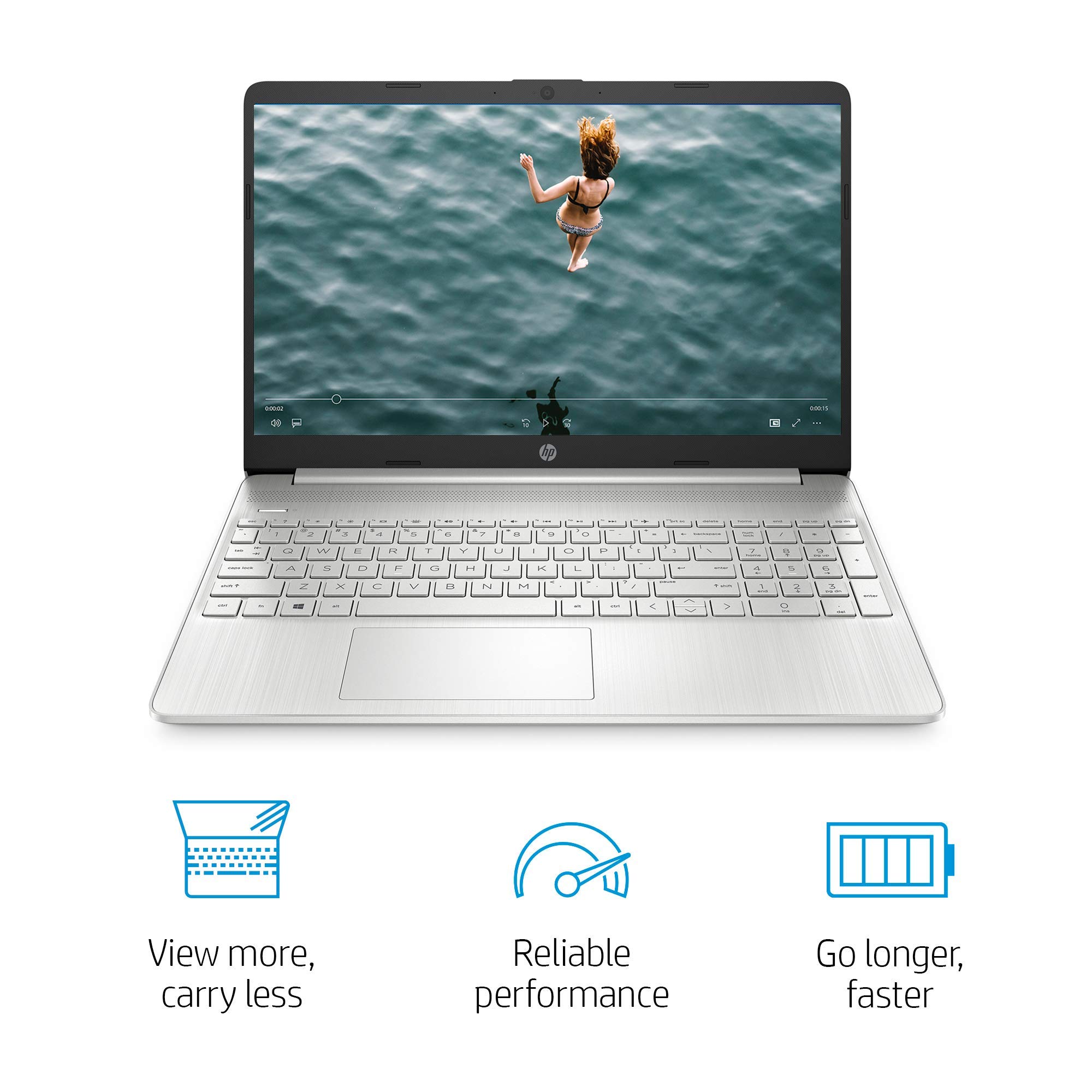HP 15-inch HD Laptop, AMD Ryzen 3 3200U Processor, 8 GB RAM, 256 GB SSD, Windows 10 Home (15-ef0021nr, Natural Silver) (Renewed)