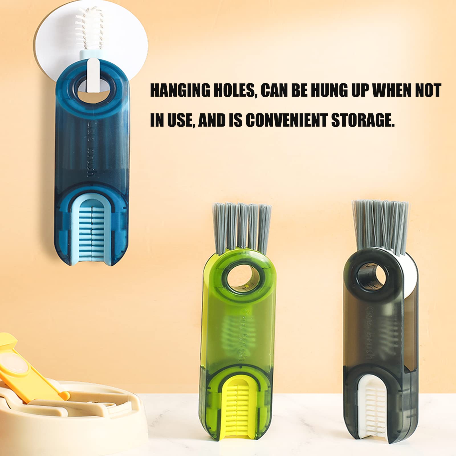 3 in 1 Multifunctional Cleaning Brush, Multi-Functional Cup Cleaning Tools, U-Shaped Silicone Bottle Cleaner Brush, Home Kitchen Cleaning Tools for Different Clean Items