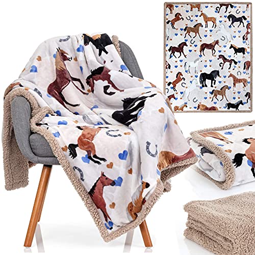 Horse Blanket - Lightweight 50x60 Inch Luxuriously Soft Horse Throw Blanket - Most Beloved Horse Gifts for Girls, Women, and Horse Lovers Everywhere