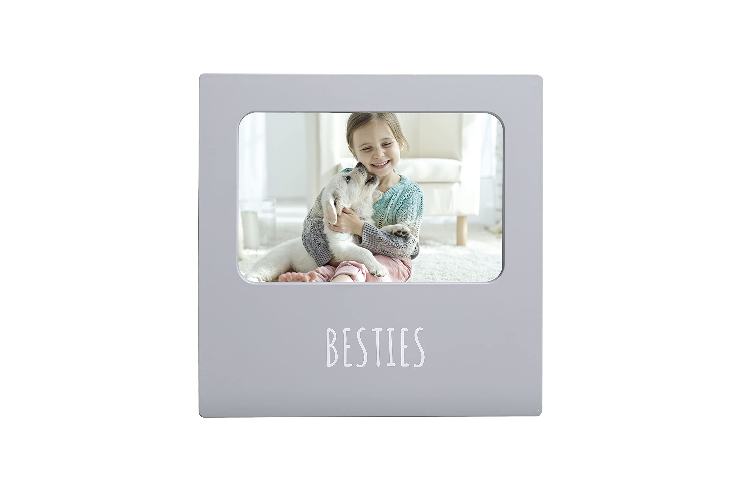 Little Pear Besties Frame, Pet Keepsake Picture Frame, Sibling Keepsake Picture Frame, Baby Girl Or Baby Boy Nursery Décor, 4x6 Photo Insert, Tabletop Picture Frame, Gray