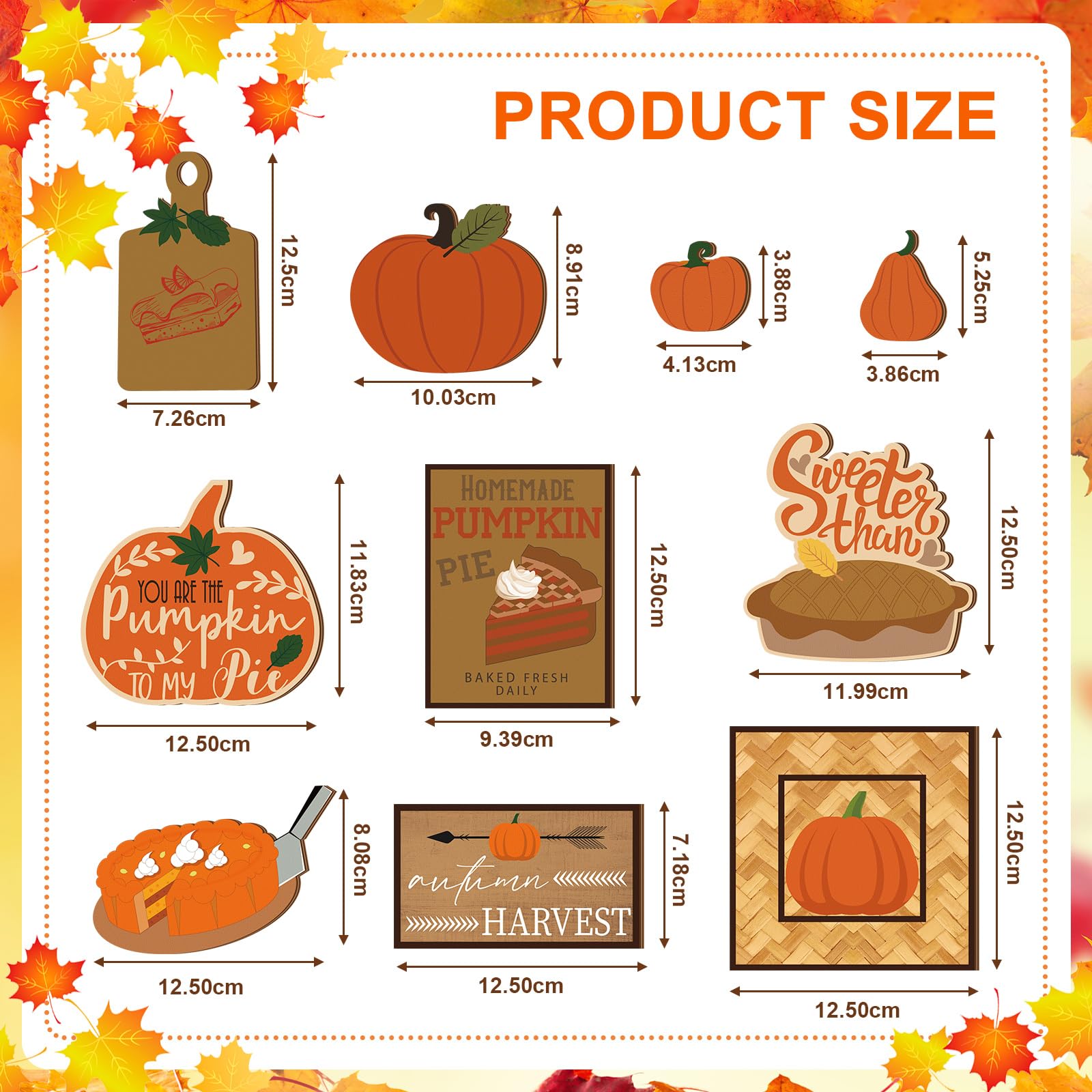 12 Pieces Fall Tiered Tray Decor Set Welcome Autumn Pumpkins Tray Decor Hello Autumn Maple Leaf Wood Table Decor Thanksgiving Decorations for Holiday Fall Farmhouse Home Centerpiece (Novelty Style)