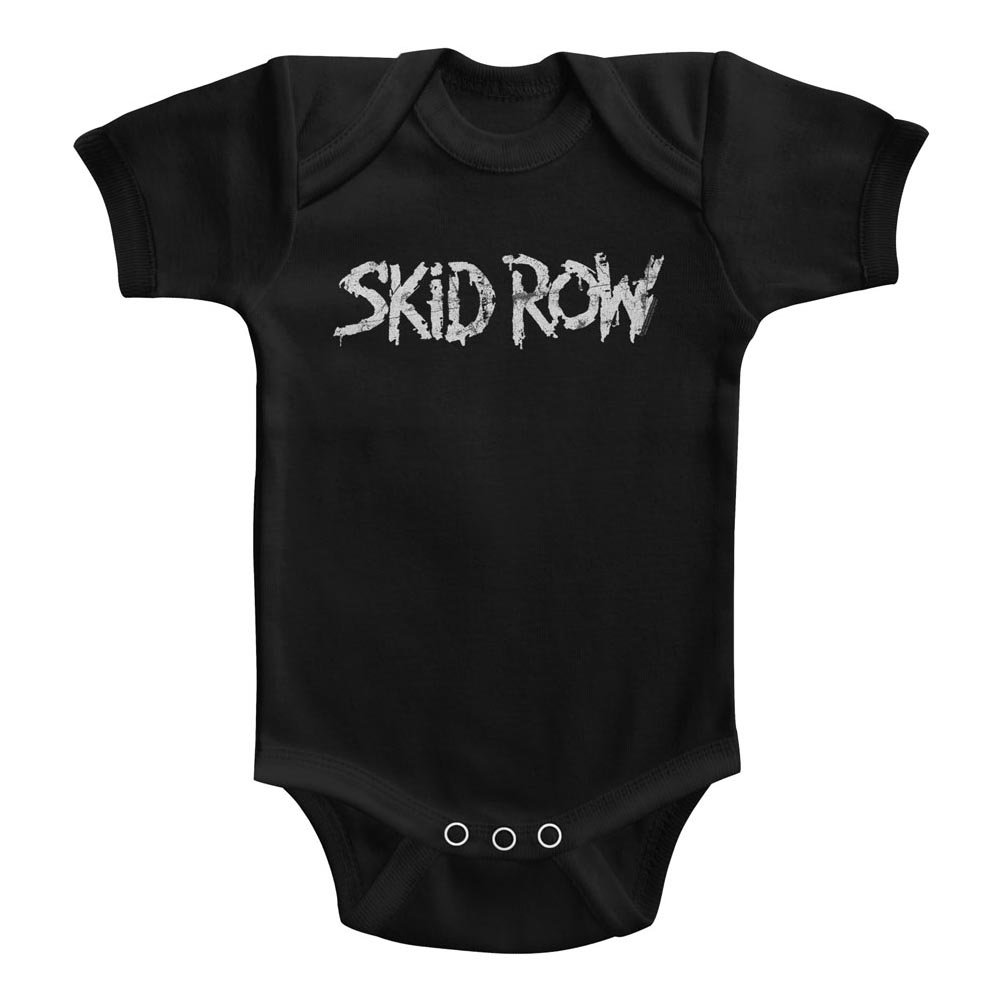 American Classics Skid Row Heavy Metal Band Whitish Logo Solid Infant Baby Romper Creeper Snapsuit Black