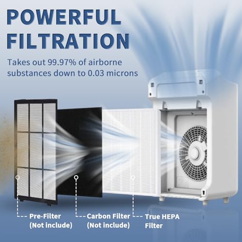 2 Pack C545 True HEPA Replacement Filter S Compatible with Winix C545, B151, P150, 9300 Air Purifier Replacement for Winix S Filter Part 1712-0096-00 and 2522-0058-00