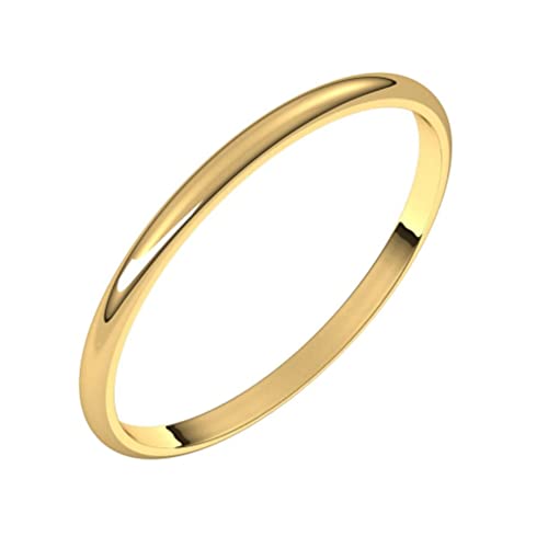 18k Yellow Gold 1.5mm Half Round Ultra-Light Band Unique Design, Size 5.5