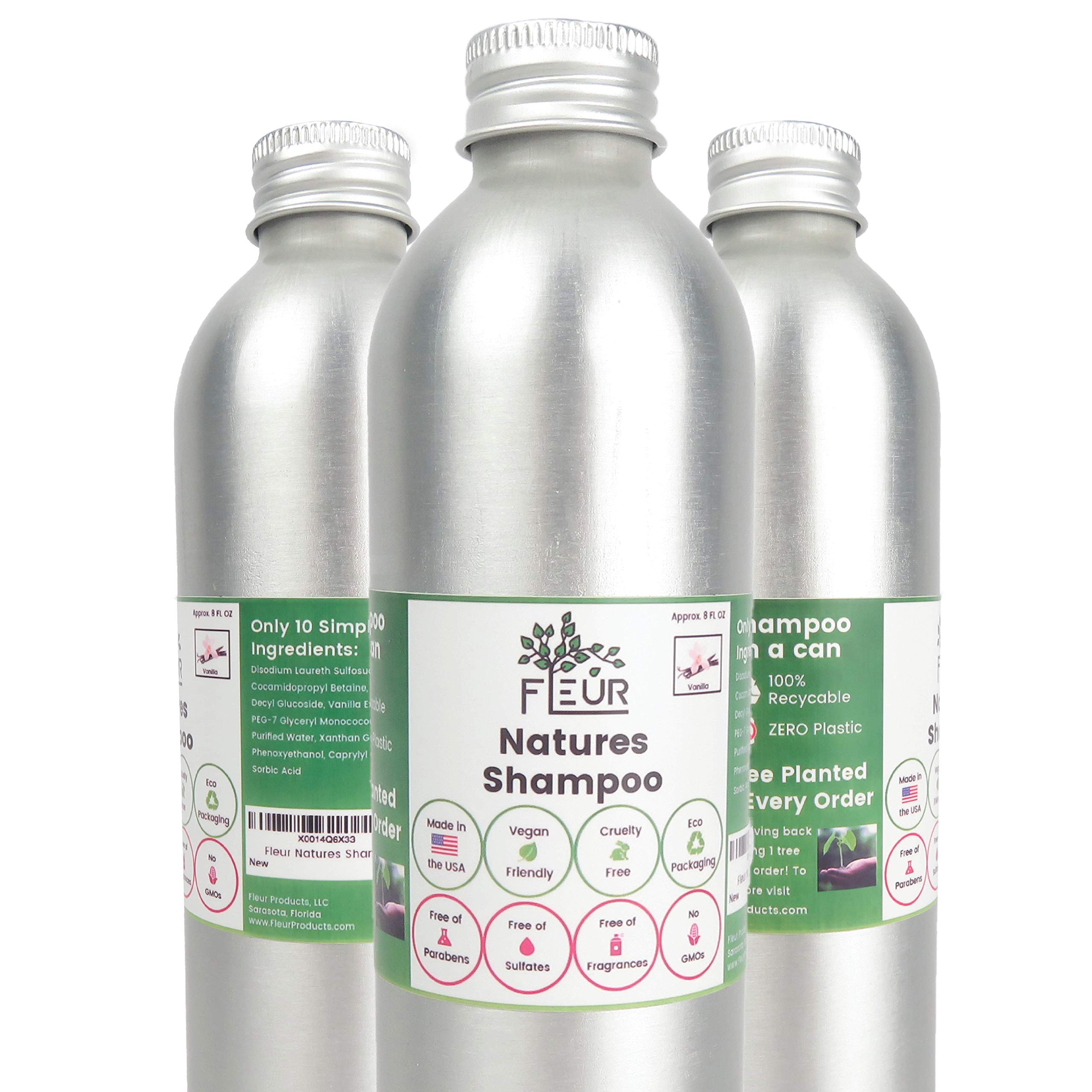 All Natural Eco Friendly Shampoo for Men, Women, & Kids - Sulfate Free, Vegan Friendly, Daily Shampoo - 8.0 oz